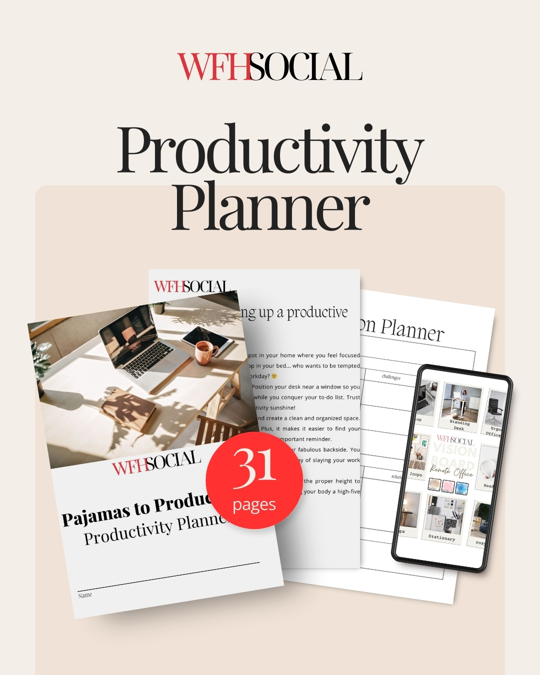 Productivity Planner: From Pajamas to Productivity - Shop WFHSocial
